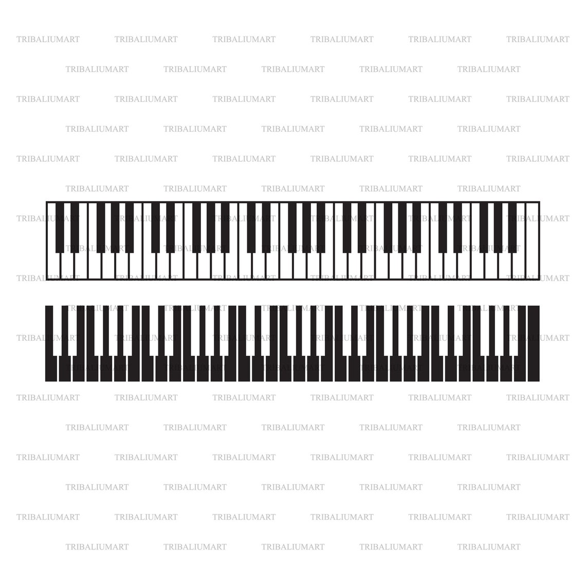 Piano Keys. Cut Files for Cricut. Clip Art (eps, Svg, Pdf, Png, Dxf ...