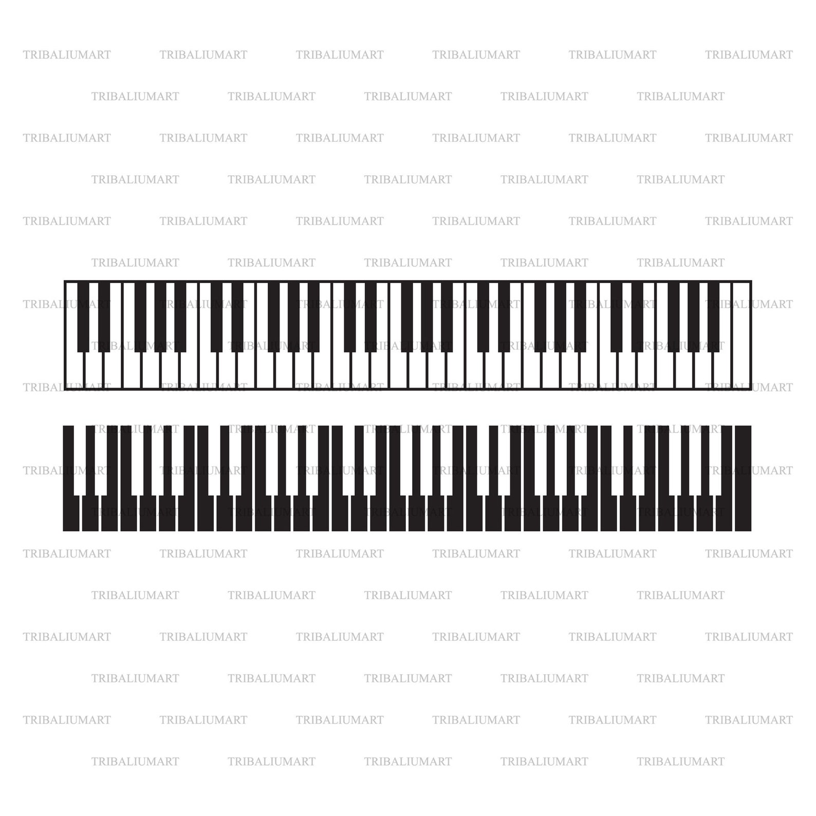 Piano Keys. Cut Files for Cricut. Clip Art (eps, Svg, Pdf, Png, Dxf ...