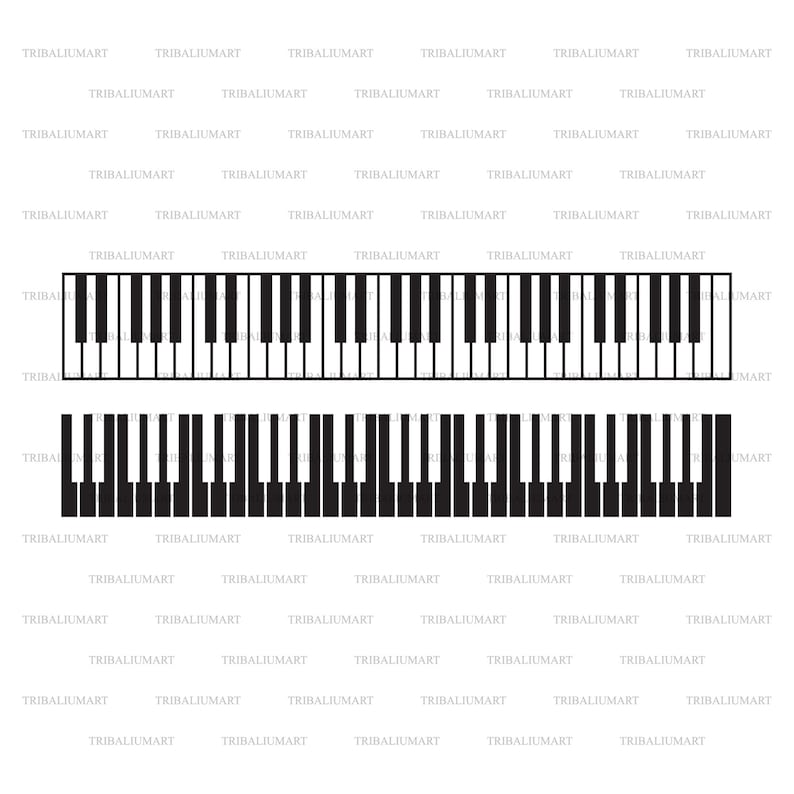 Piano Keys. Cut Files for Cricut. Clip Art (eps, Svg, Pdf, Png, Dxf ...