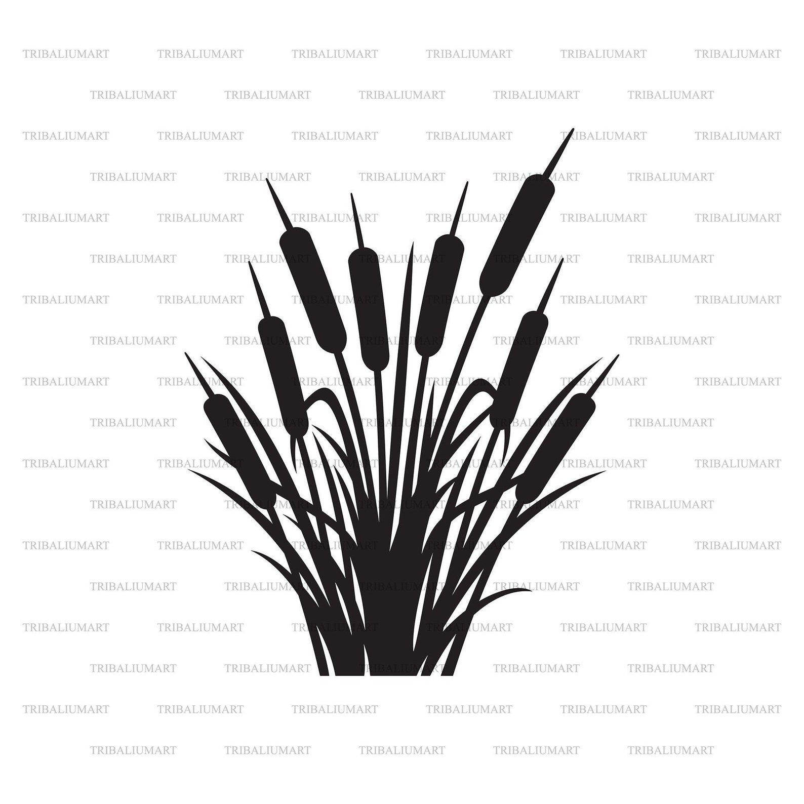 Reeds Silhouette Design. Illustration of Bulrush and Grass. Cut Files ...