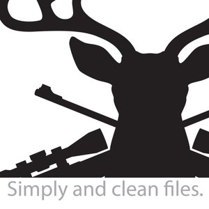 Deer Head and Crossed Hunting Rifles. Cut Files for Cricut. Clip Art ...