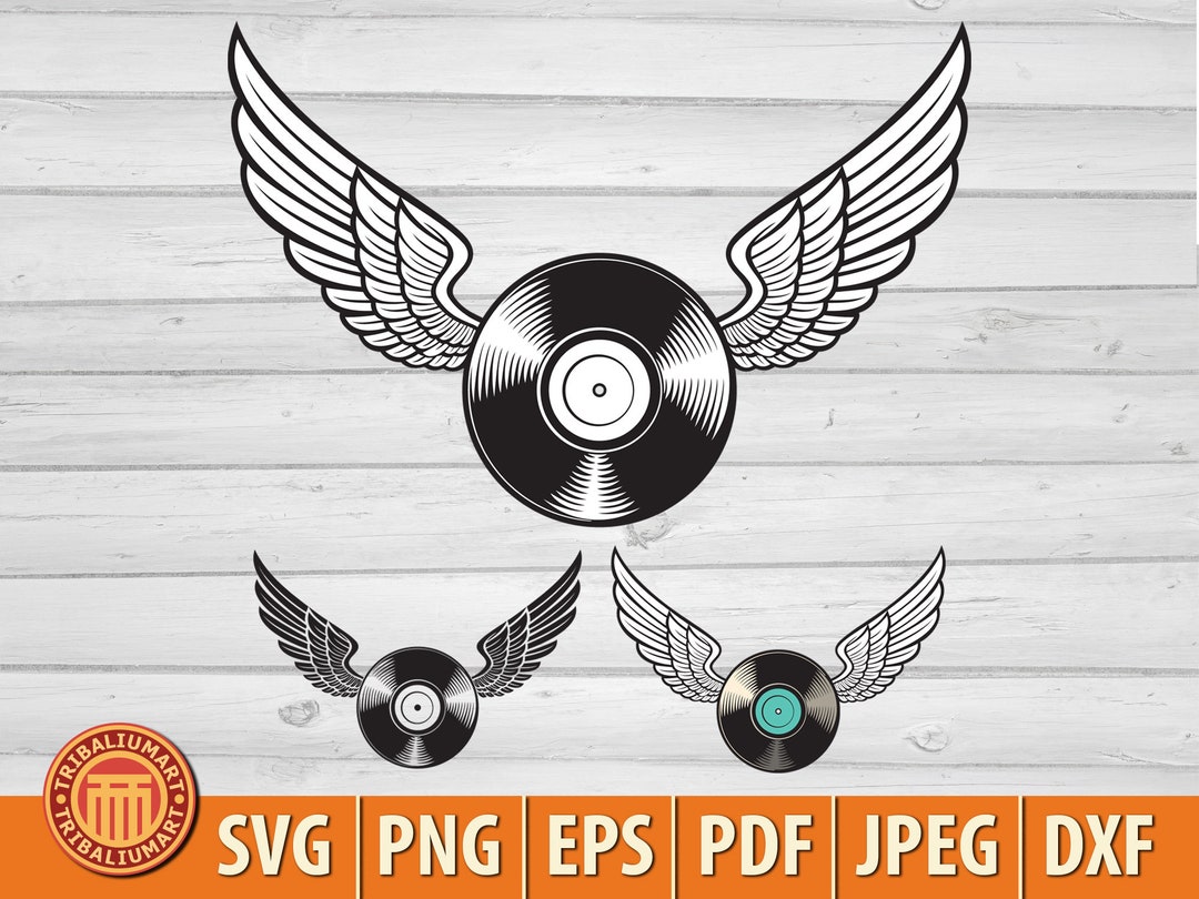 Vinyl Record With Wings. Flying Vinyl. Cut Files for Cricut. Clip Art ...