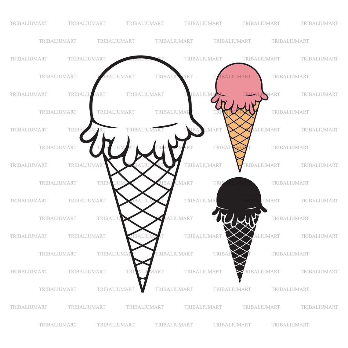 Ice Cream Cone. Cut Files for Cricut. Clip Art Silhouette | Etsy