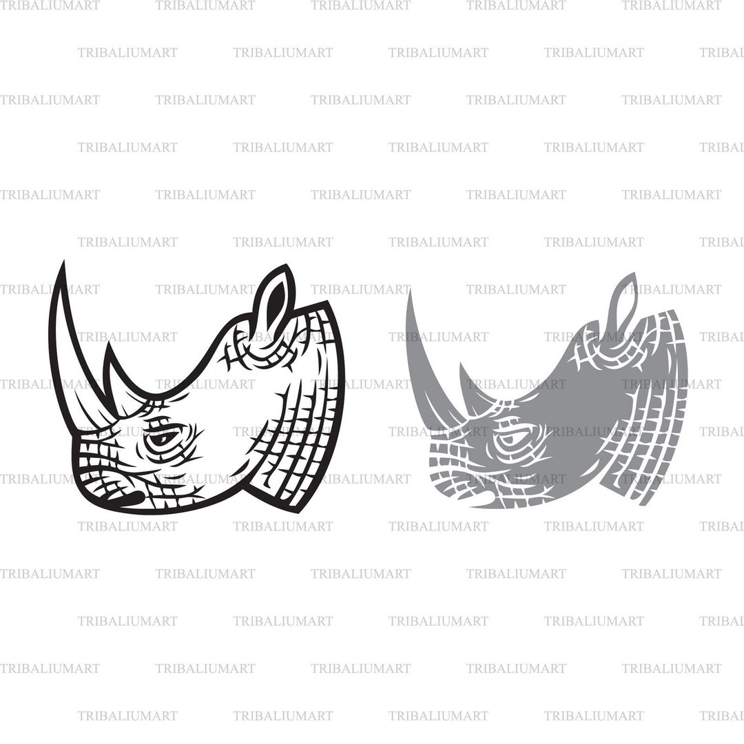 Rhino Head. Cut Files for Cricut. Clip Art Silhouette eps, Svg, Pdf ...
