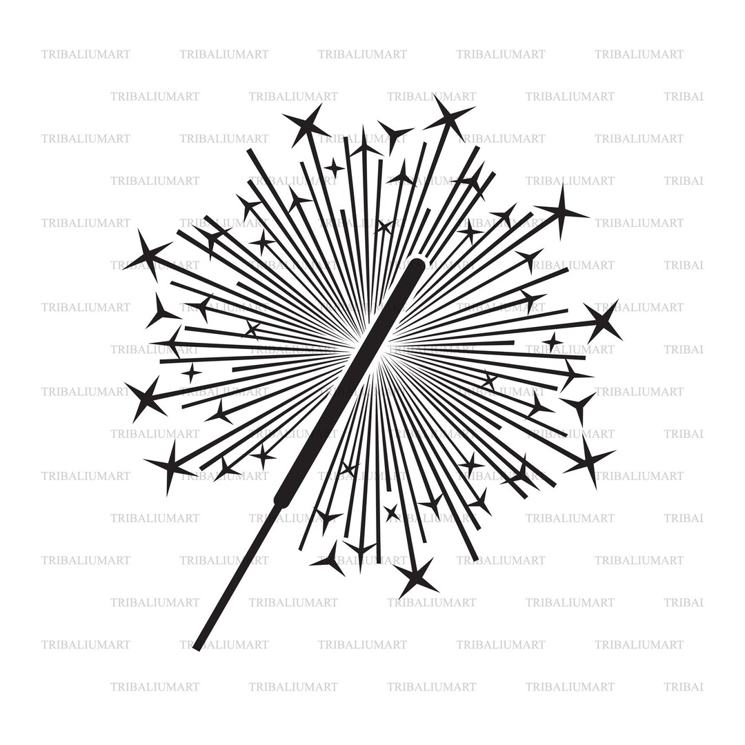 Sparkler. Cut Files for Cricut. Clip Art Silhouettes (eps, Svg, Pdf ...