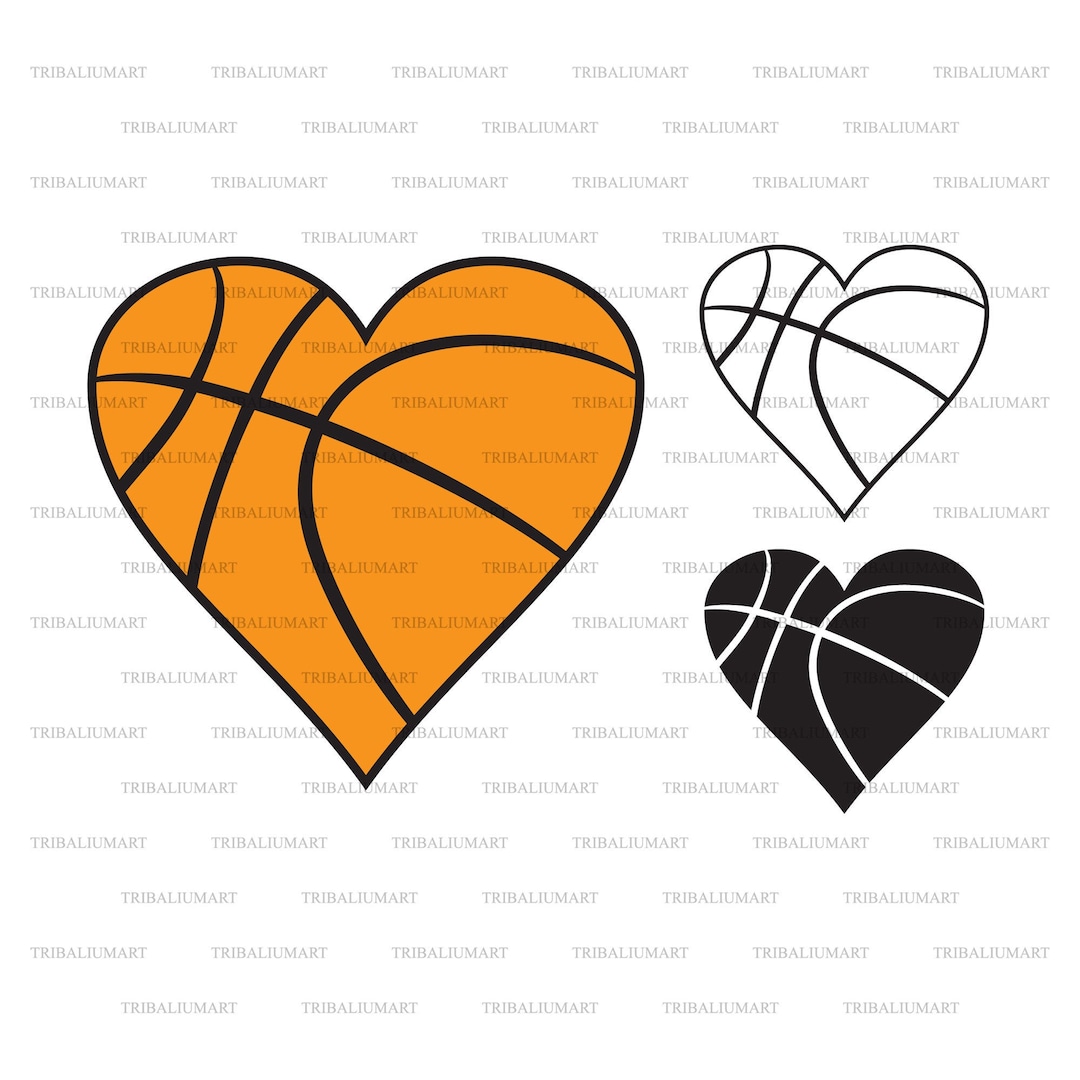 Basketball Ball Heart. Cut Files for Cricut. Clip Art Silhouettes (eps ...