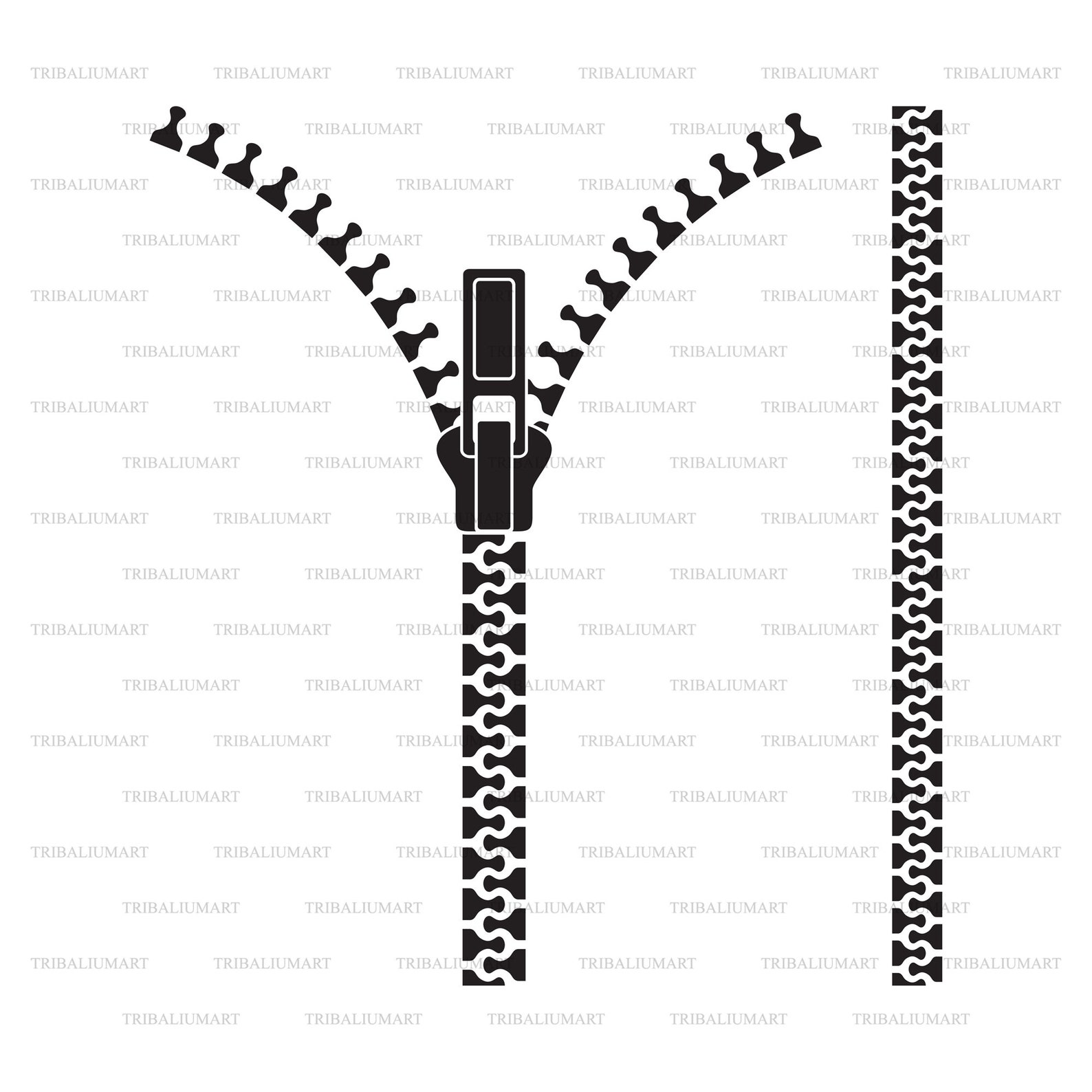 Open Zipper. Cut Files for Cricut. Clip Art Silhouettes (eps, Svg, Pdf ...