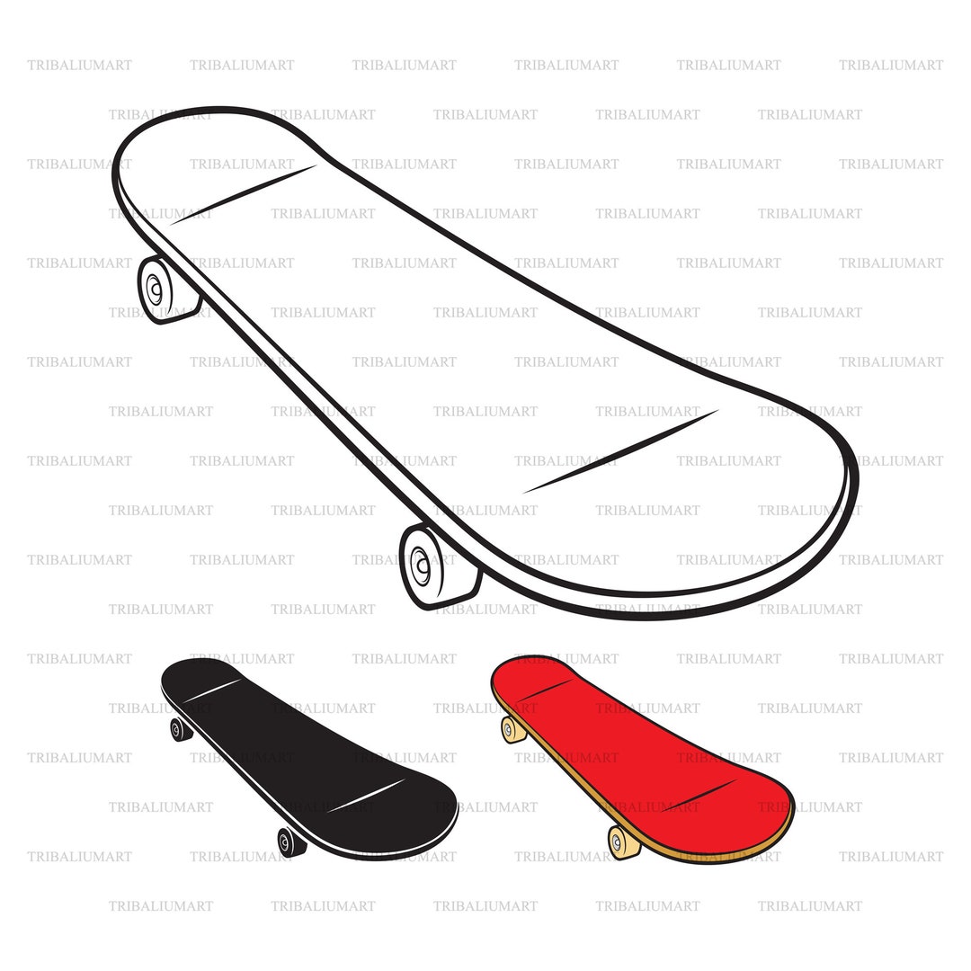 Skateboard. Cut Files for Cricut. Clip Art Silhouettes (eps, Svg, Pdf ...