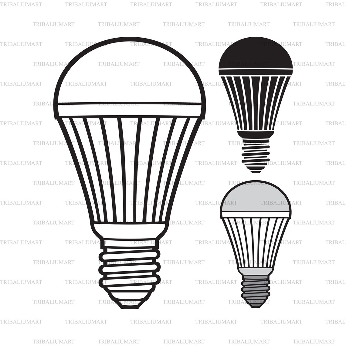 Led Light Bulb. Cut Files for Cricut, Clip Art Silhouettes (eps, Svg ...