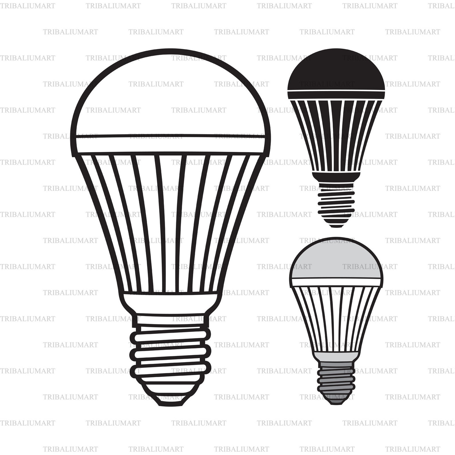 Led Light Bulb. Cut Files for Cricut, Clip Art Silhouettes (eps, Svg ...