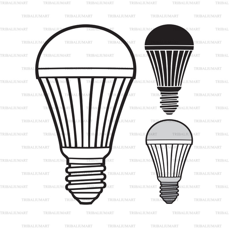Led Light Bulb. Cut Files for Cricut, Clip Art Silhouettes (eps, Svg ...