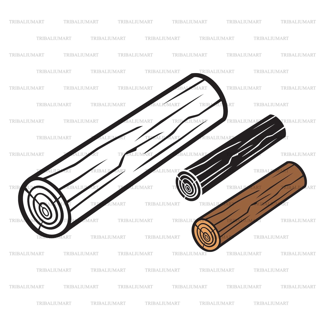 Wooden Log. Cut Files for Cricut. Clip Art Silhouette (eps, Svg, Pdf ...