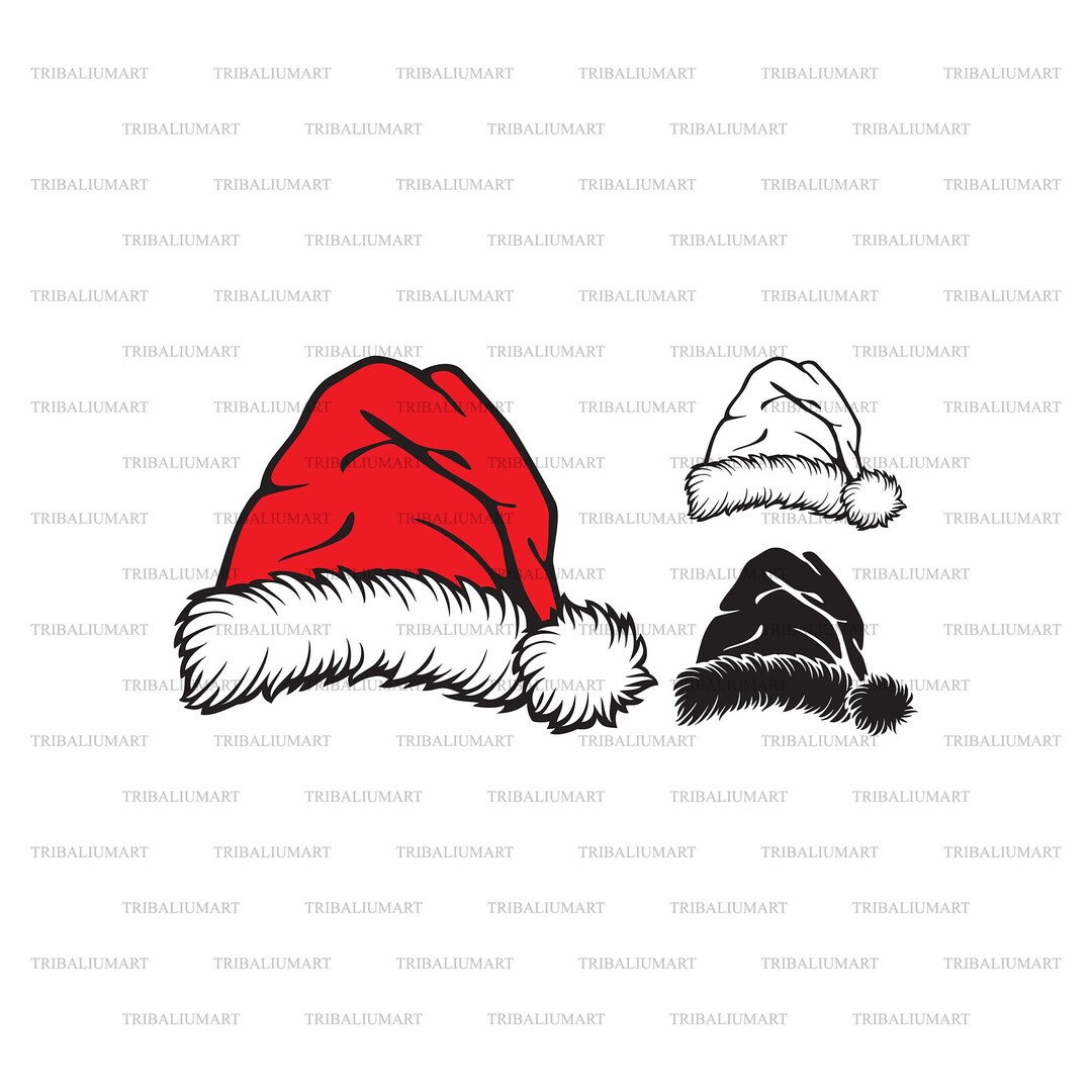 Santa Hat. Christmas Design. Cut Files for Cricut. Clip Art Silhouette ...
