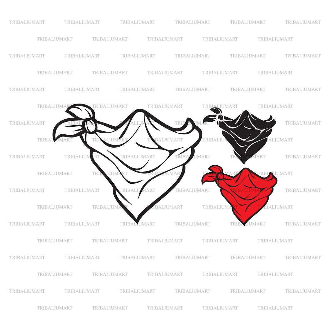 Bandana. Cut Files for Cricut. Clip Art Silhouettes (eps, Svg, Pdf, Png ...