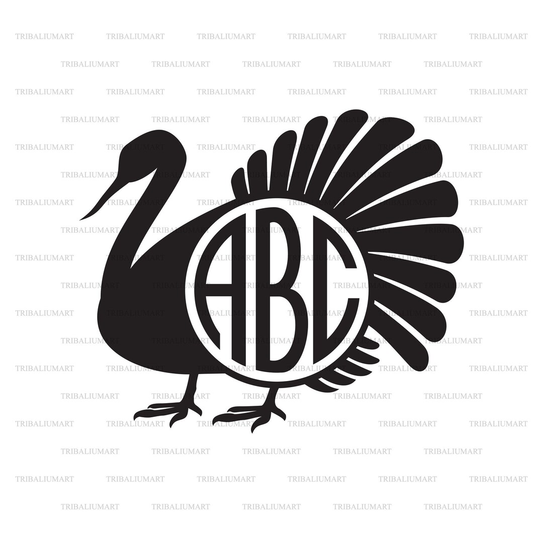 Turkey Monogram. Cut Files for Cricut, Clip Art Silhouettes (eps, Svg ...