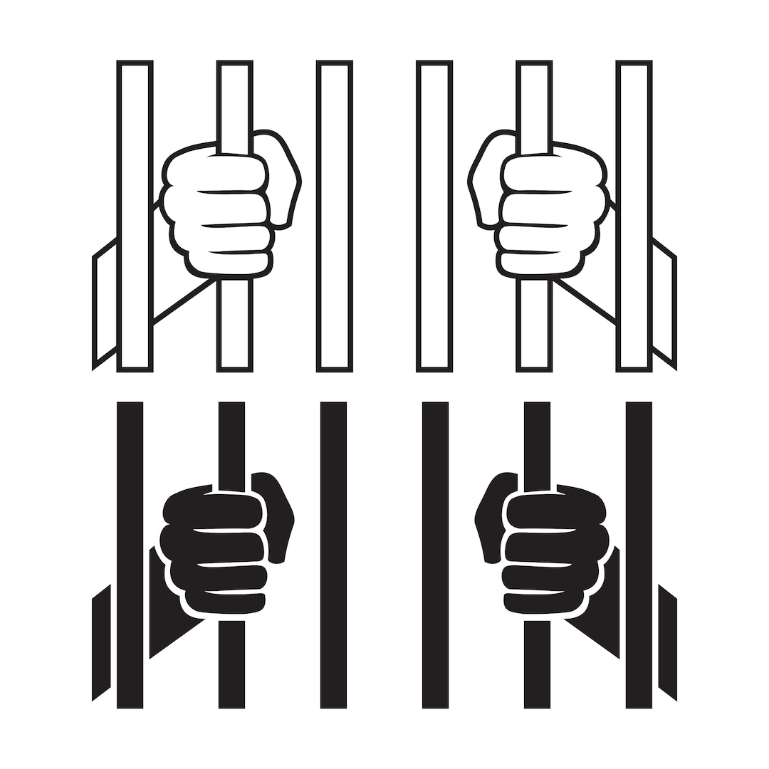 Hands Holding Prison Bars (man in Jail). Cut Files for Cricut. Clip Art ...