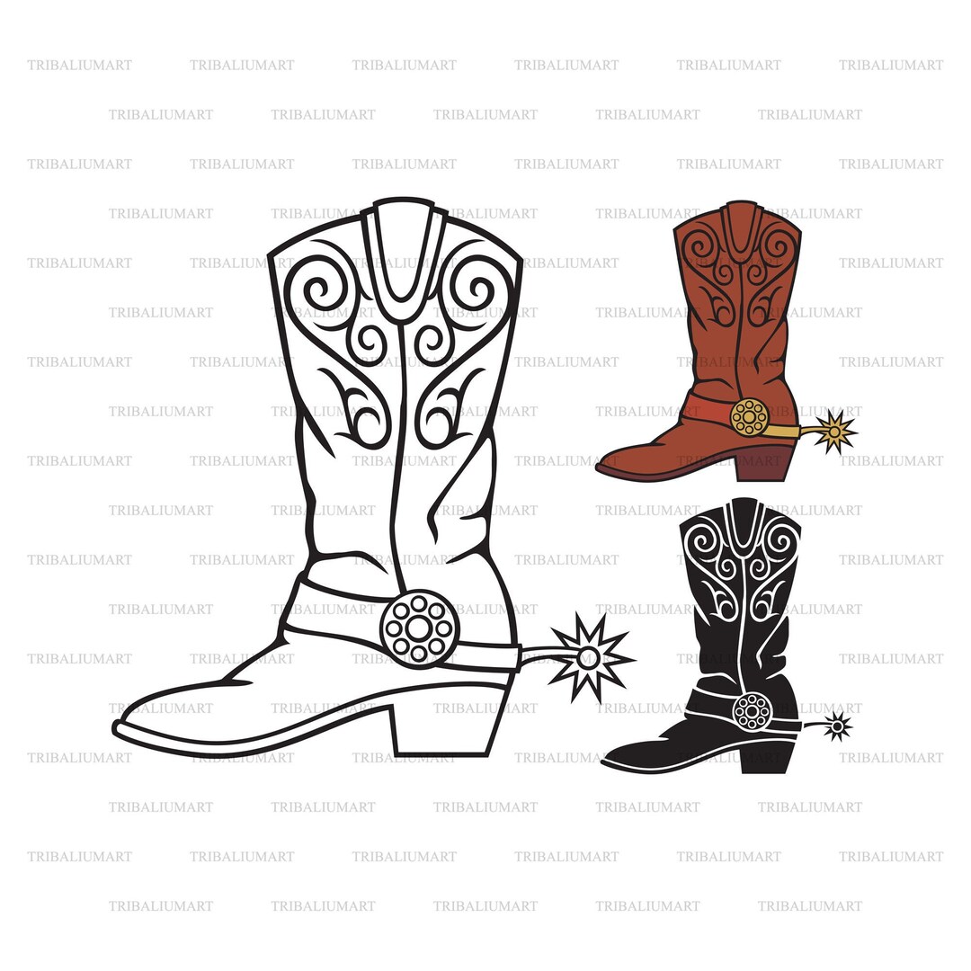 Cowboy Boots. Cut Files for Cricut. Clip Art (eps, Svg, Pdf, Png, Dxf ...