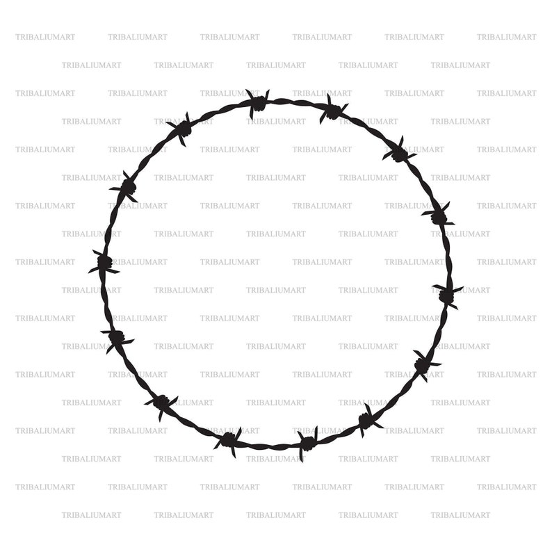 Barbed Wire Round Frame razor Fence Barb. Cut Files for - Etsy