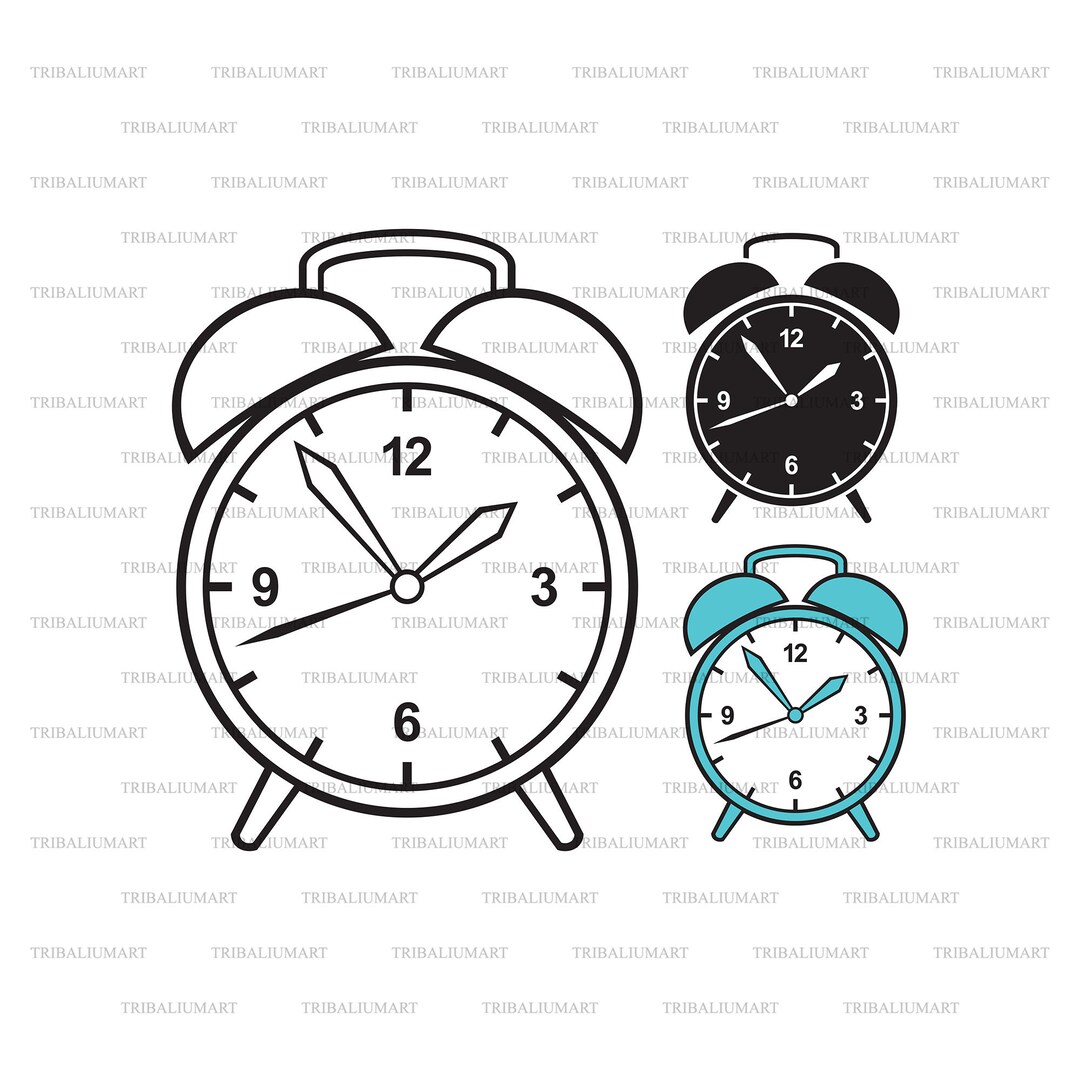 Alarm Clock. Cut Files for Cricut. Clip Art (eps, Svg, Pdf, Png, Dxf ...