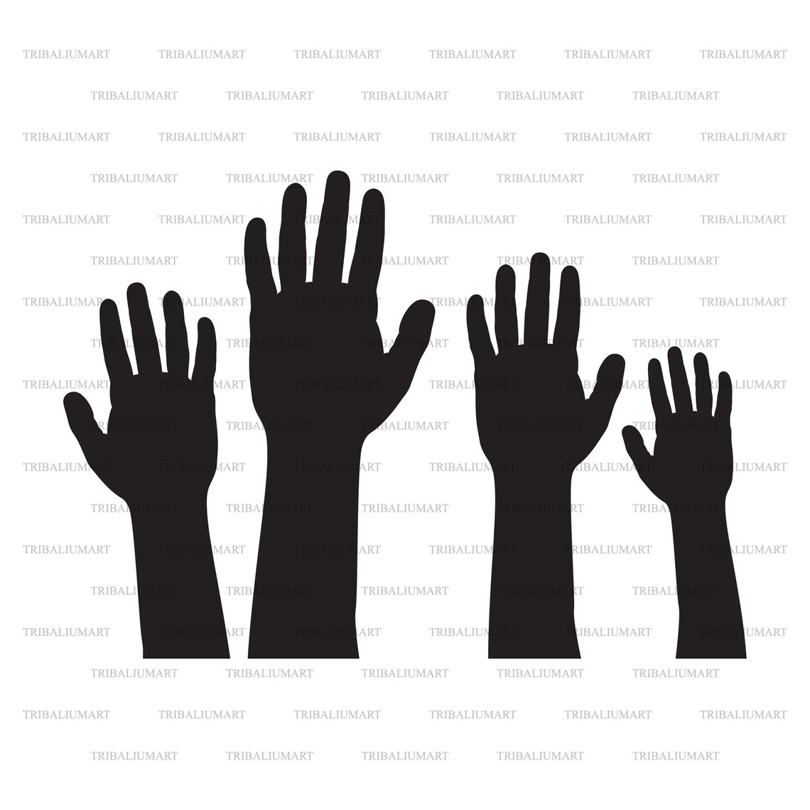 Raised Hands (hands Up). Cut Files for Cricut. Clip Art Silhouette (eps ...