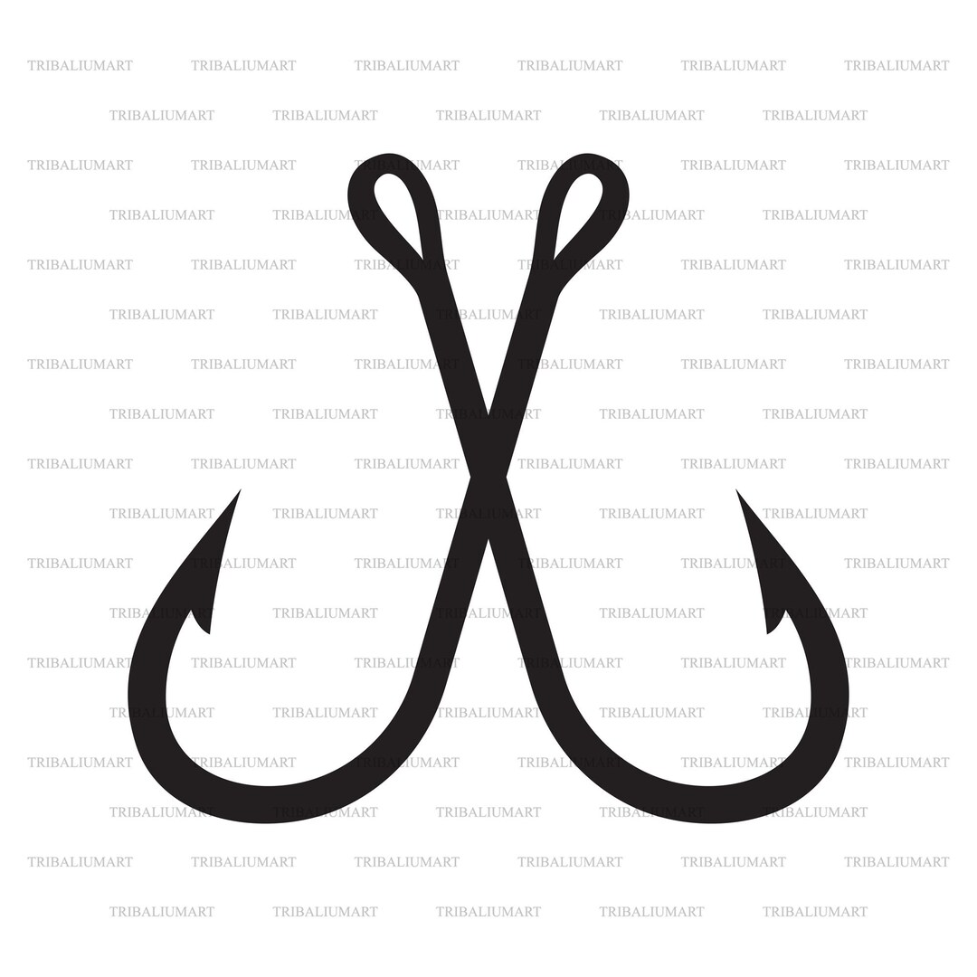 Crossed Fishing Hooks. Cut Files for Cricut. Clip Art Silhouettes (eps ...