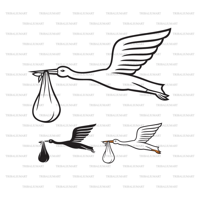 Stork Carrying a Baby in Its Beak. Cut Files for Cricut. Clip | Etsy