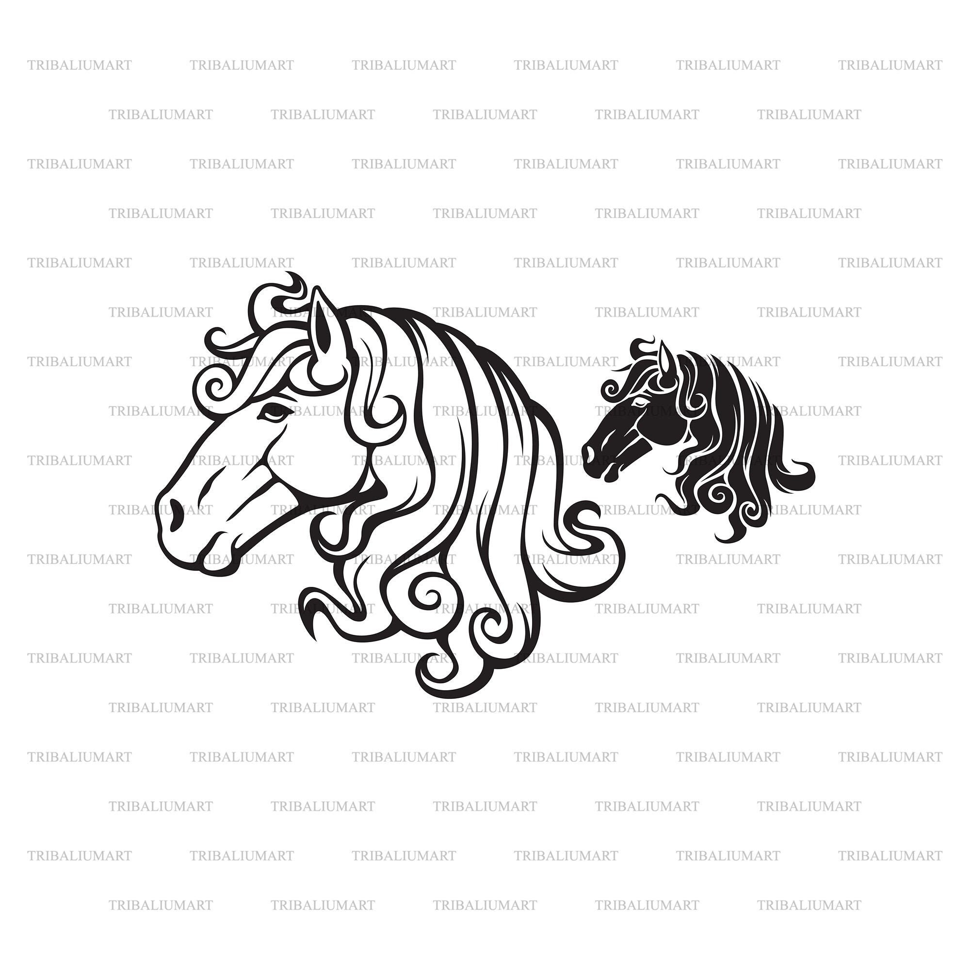 Horse Head. Cut Files for Cricut. Clip Art Silhouettes (eps, Svg, Pdf ...