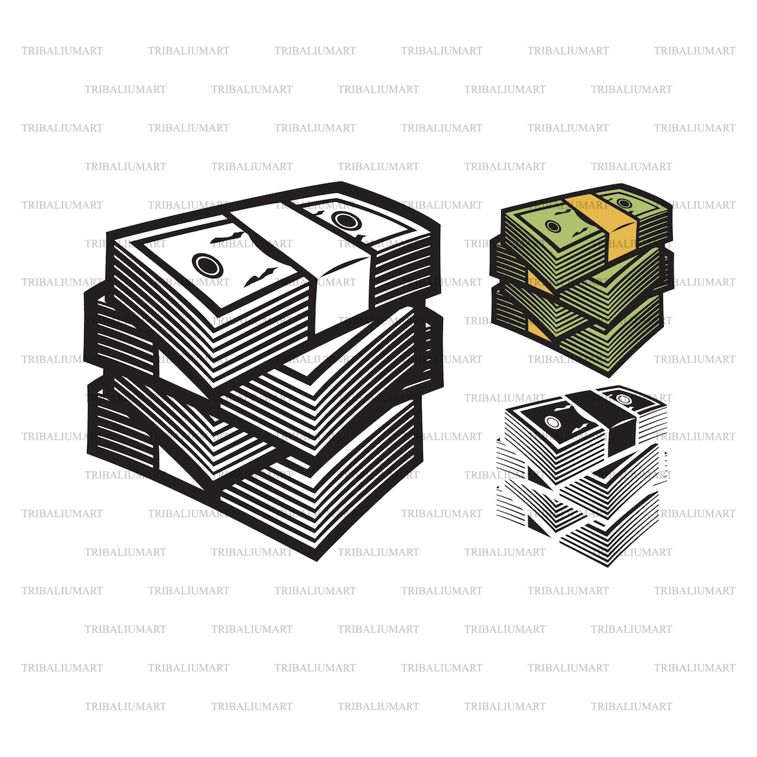 Big Stack of Money. Cut Files for Cricut. Clip Art Silhouettes (eps ...