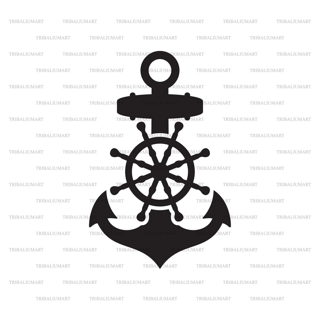 Nautical Ship Wheel and Anchor. Cut Files for Cricut. Clip Art ...