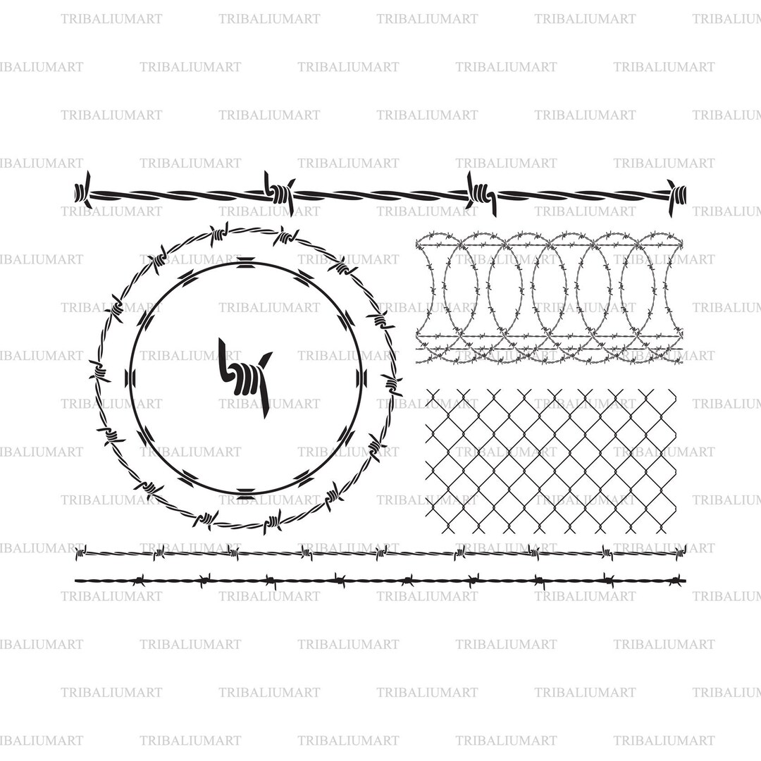 Barb Wire and Wire Fence Icons. Cut Files for Cricut. Clip Art ...