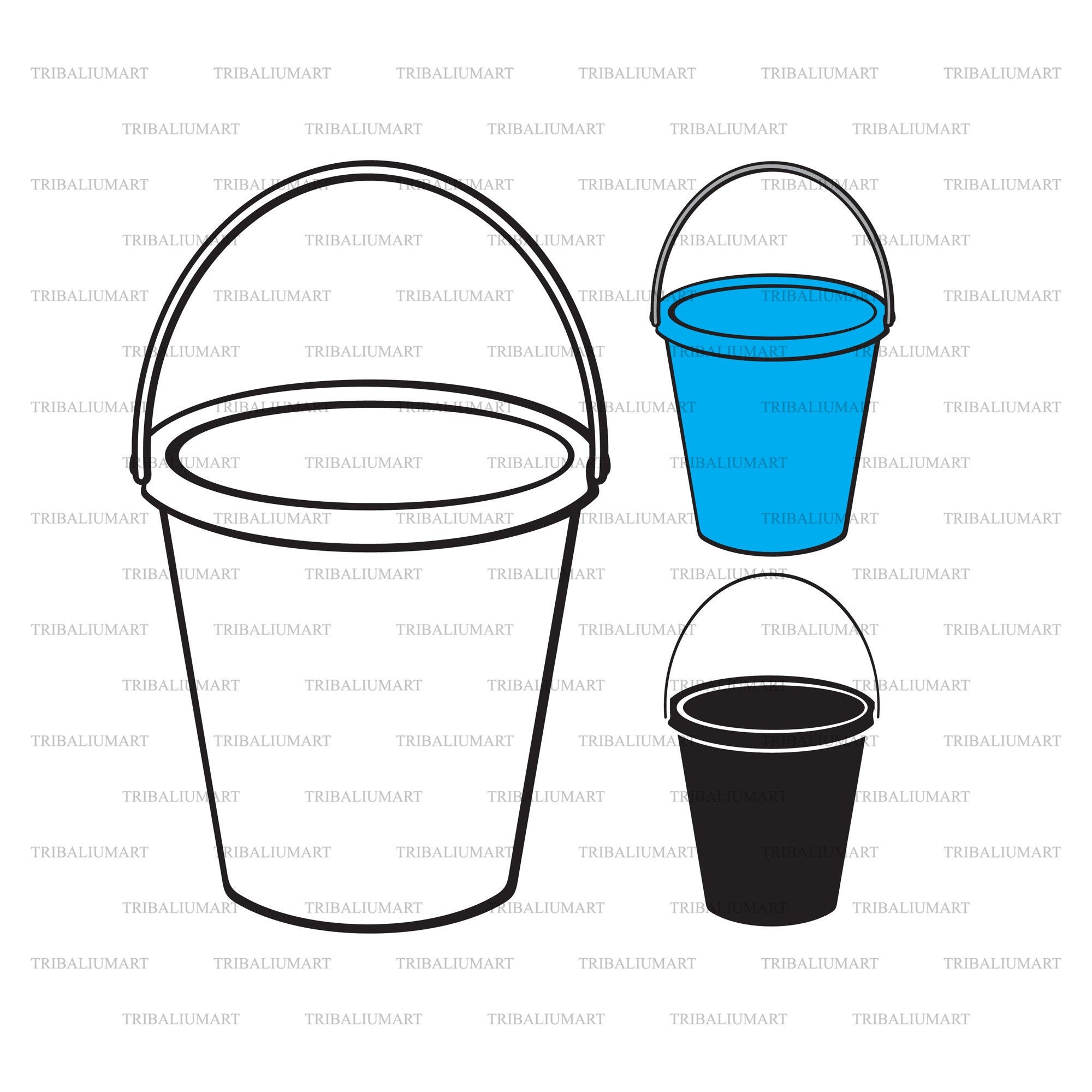 Bucket With Handle. Cut Files for Cricut. Clip Art Silhouettes - Etsy