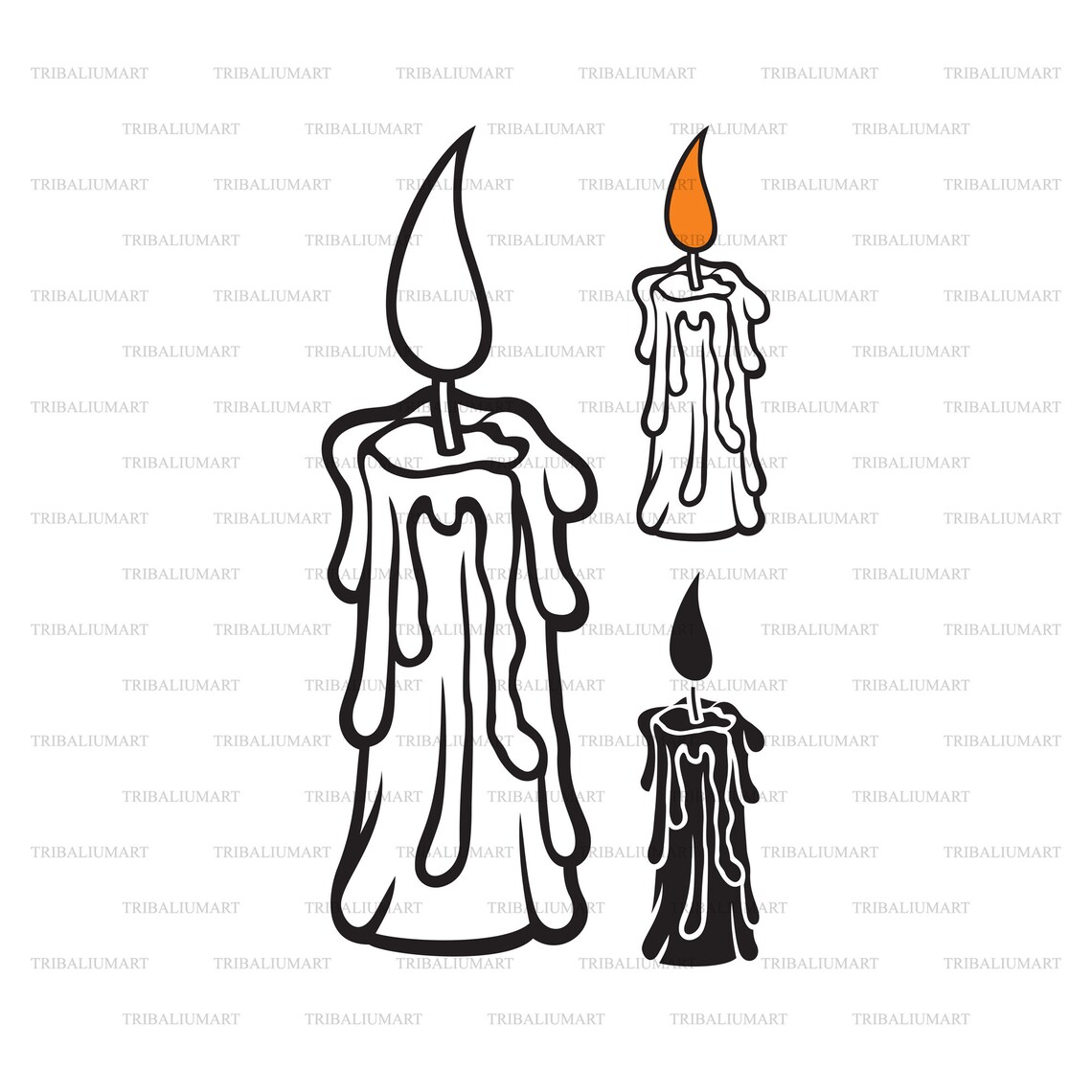 Burning Candle. Cut Files for Cricut. Clip Art (eps, Svg, Pdf, Png, Dxf ...