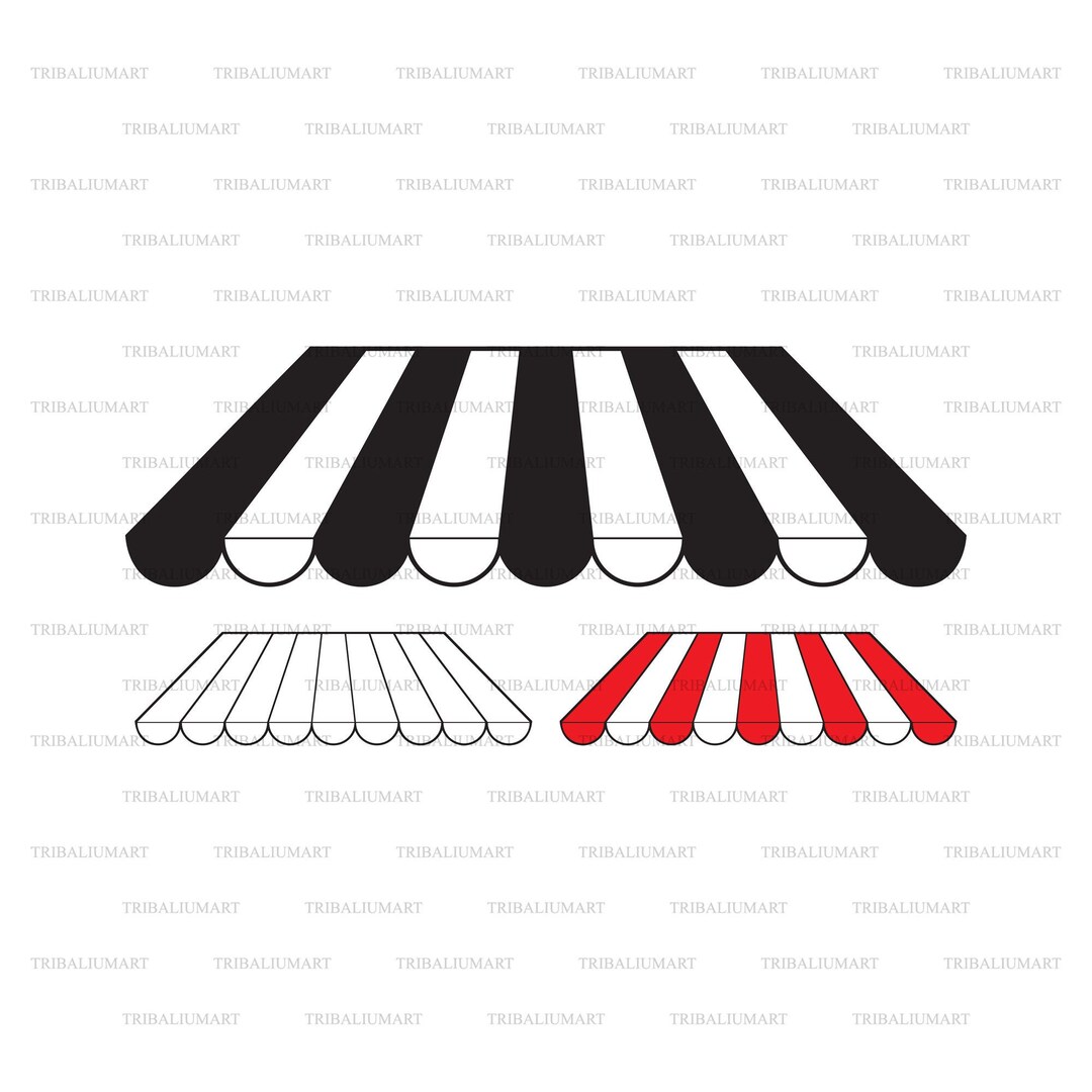 Striped Awnings. Cut Files for Cricut. Clip Art (eps, Svg, Pdf, Png ...