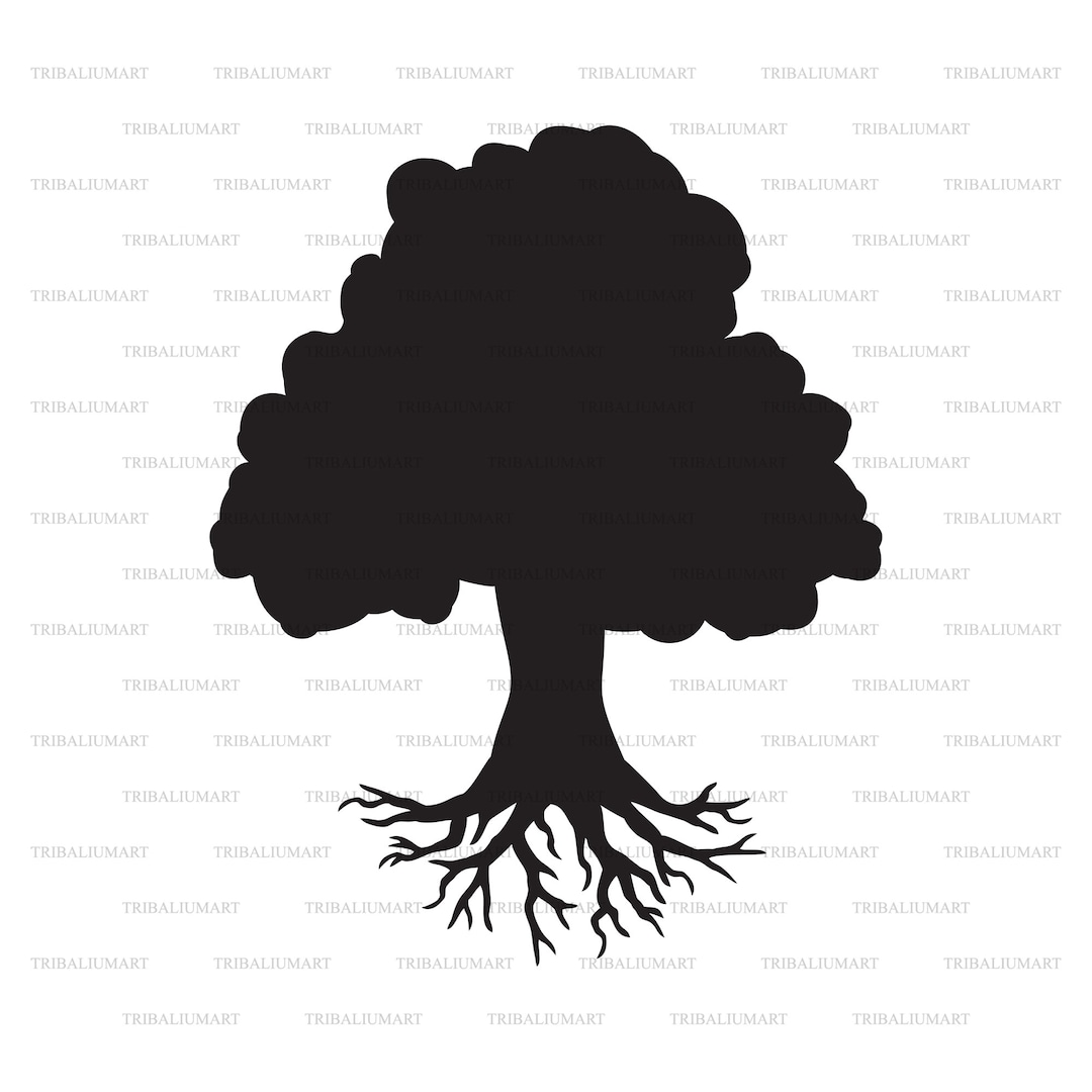 Tree With Roots. Cut Files for Cricut. Clip Art (eps, Svg, Pdf, Png ...