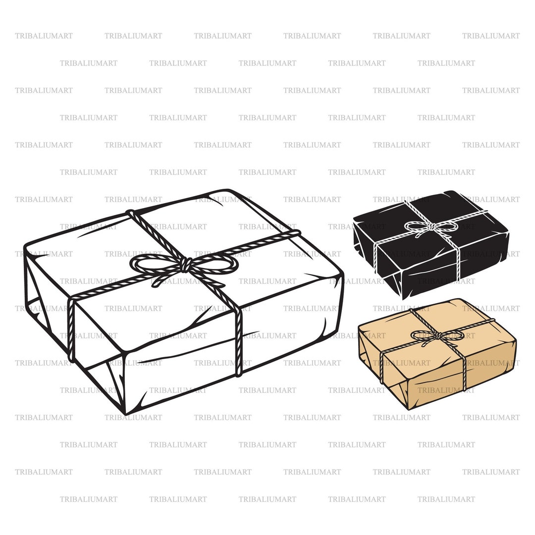 Parcel Box With Rope and Kraft Paper. Cut Files for Cricut. Clip Art ...