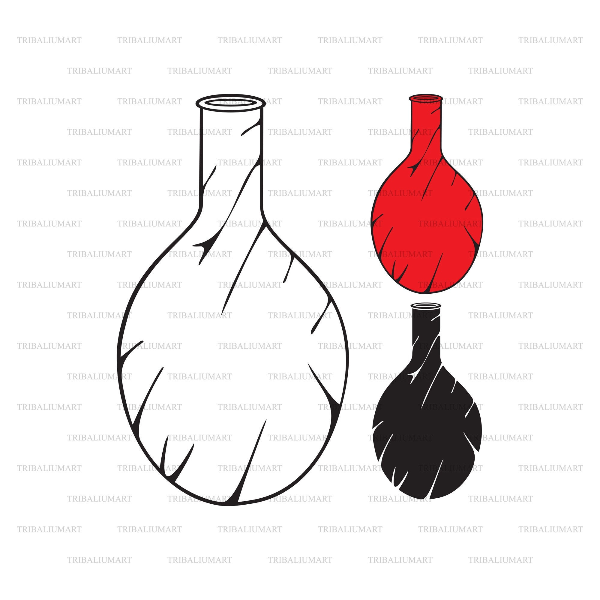 Deflated empty Balloons. Cut Files for Cricut. Clip Art Silhouettes eps ...