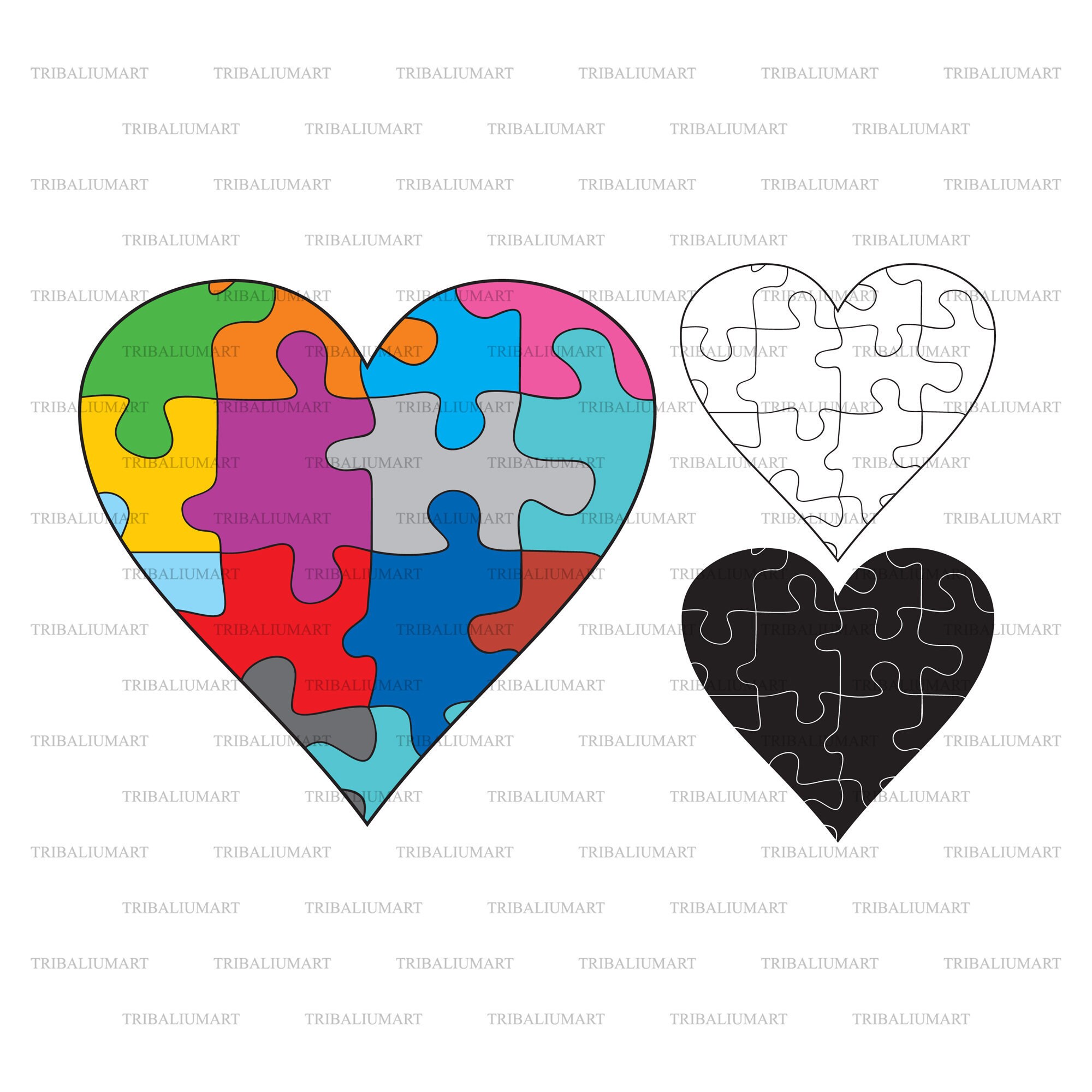 Heart Puzzle. Cut Files for Cricut. Clip Art eps Svg Pdf | Etsy