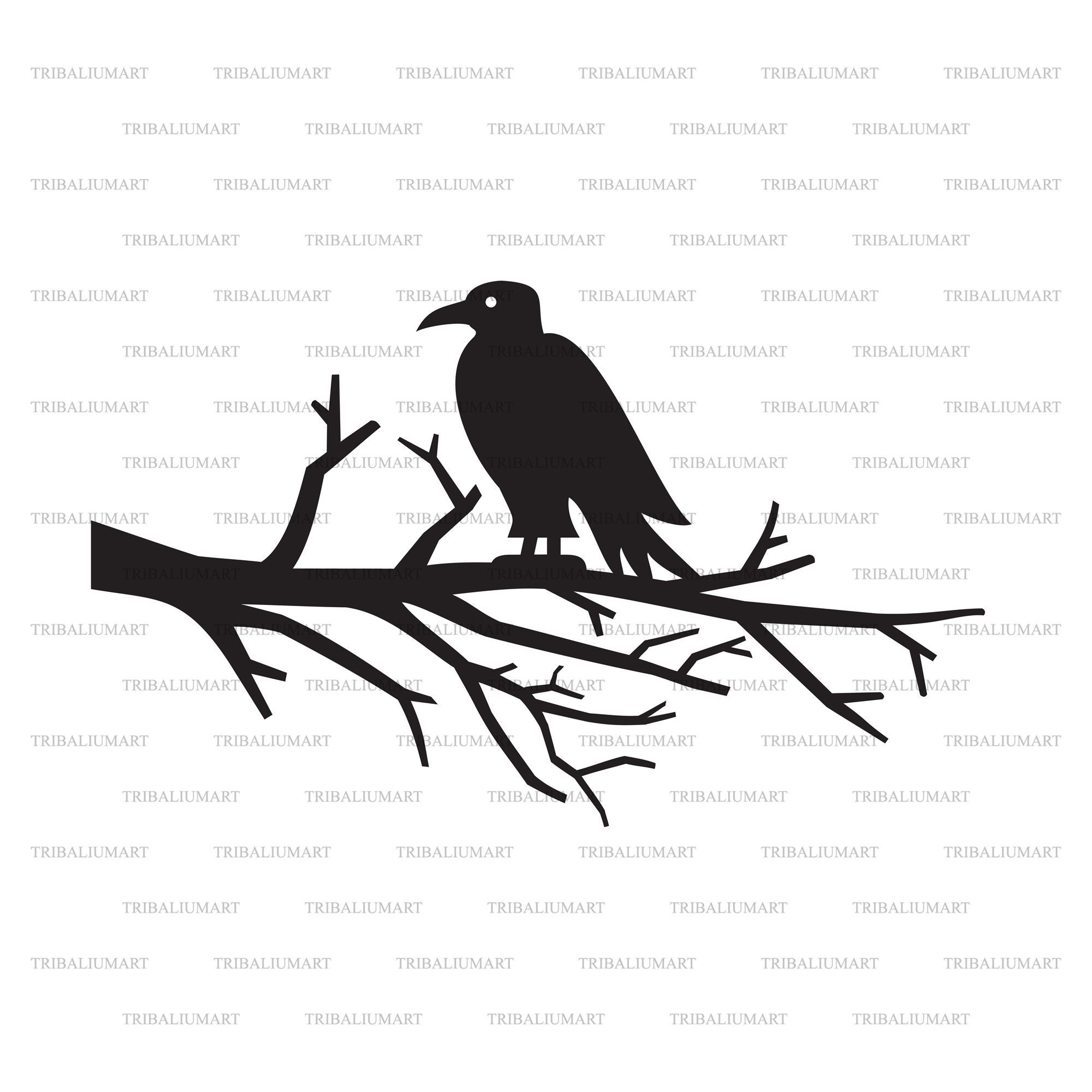 Raven Sitting on a Branch. Cut Files for Cricut. Clip Art - Etsy
