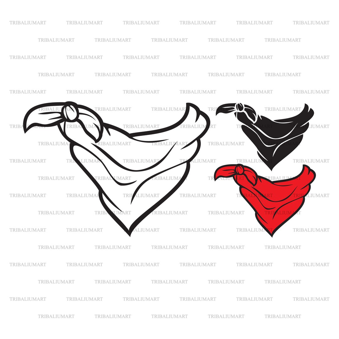 Bandana. Cut Files for Cricut. Clip Art Silhouettes (eps, Svg, Pdf, Png ...