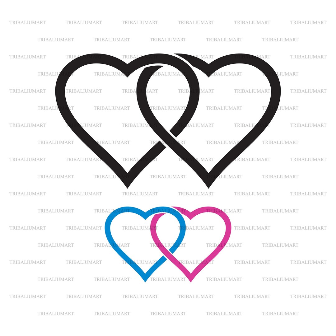 Two Hearts. Cut Files for Cricut. Clip Art (eps, Svg, Pdf, Png, Dxf ...