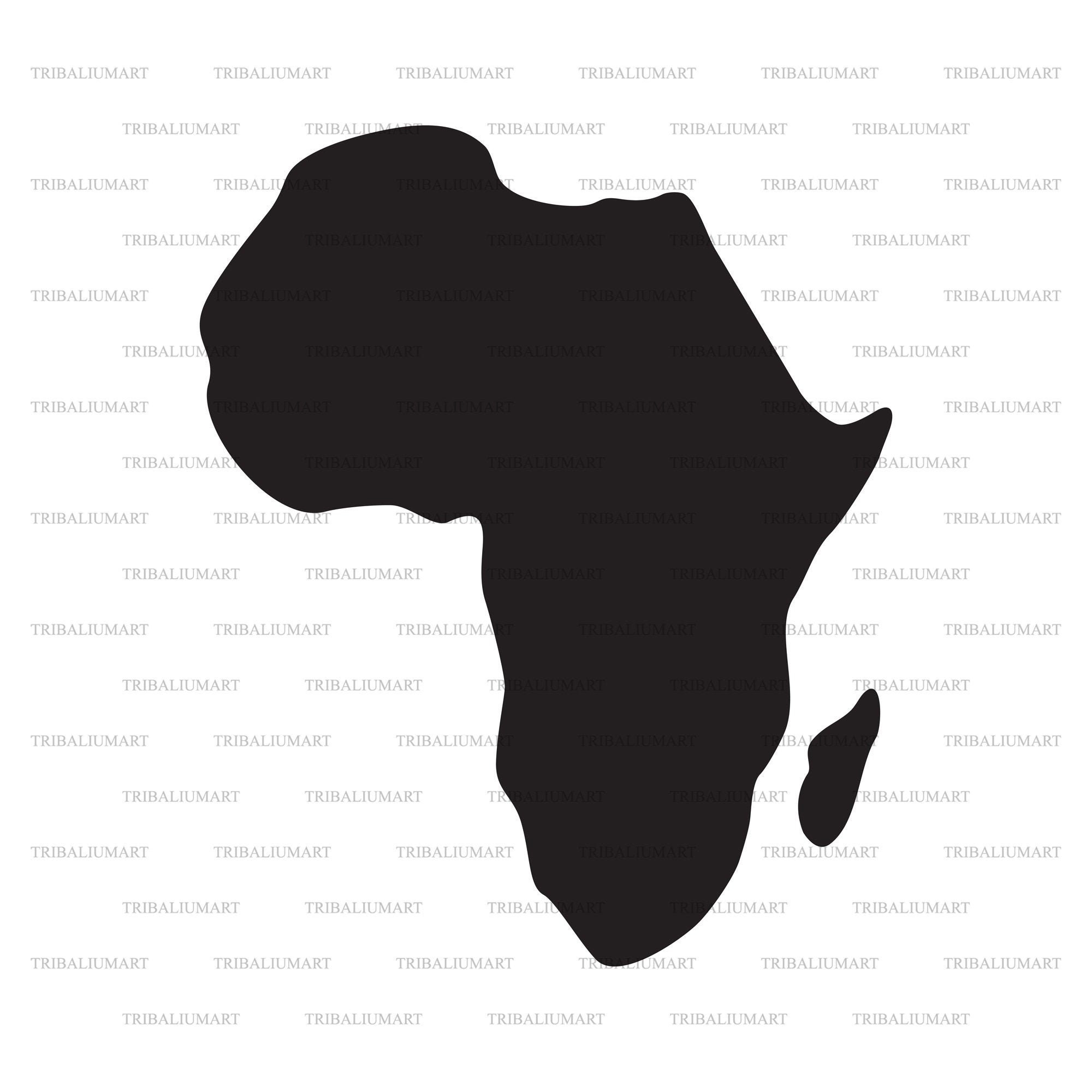 Africa Map Silhouette. Cut Files for Cricut. Clip Art (eps, Svg, Pdf ...