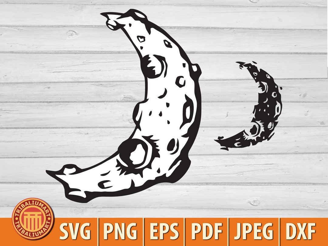Crescent Moon With Lunar Craters. Cut Files for Cricut. Clip Art ...