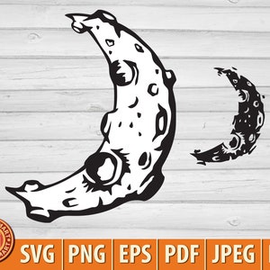 Crescent Moon With Lunar Craters. Cut Files for Cricut. Clip Art ...