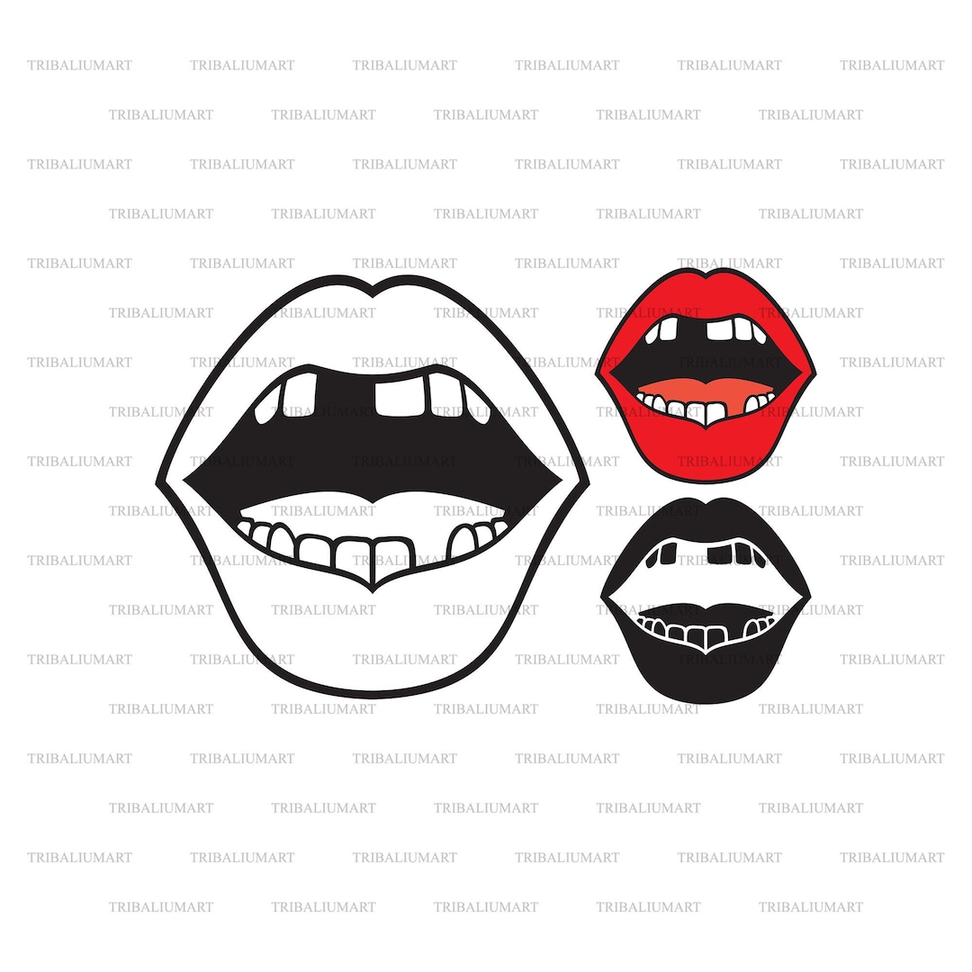 Open Mouth With Broken Missing Teeth. Cut Files for Cricut. Clip Art ...