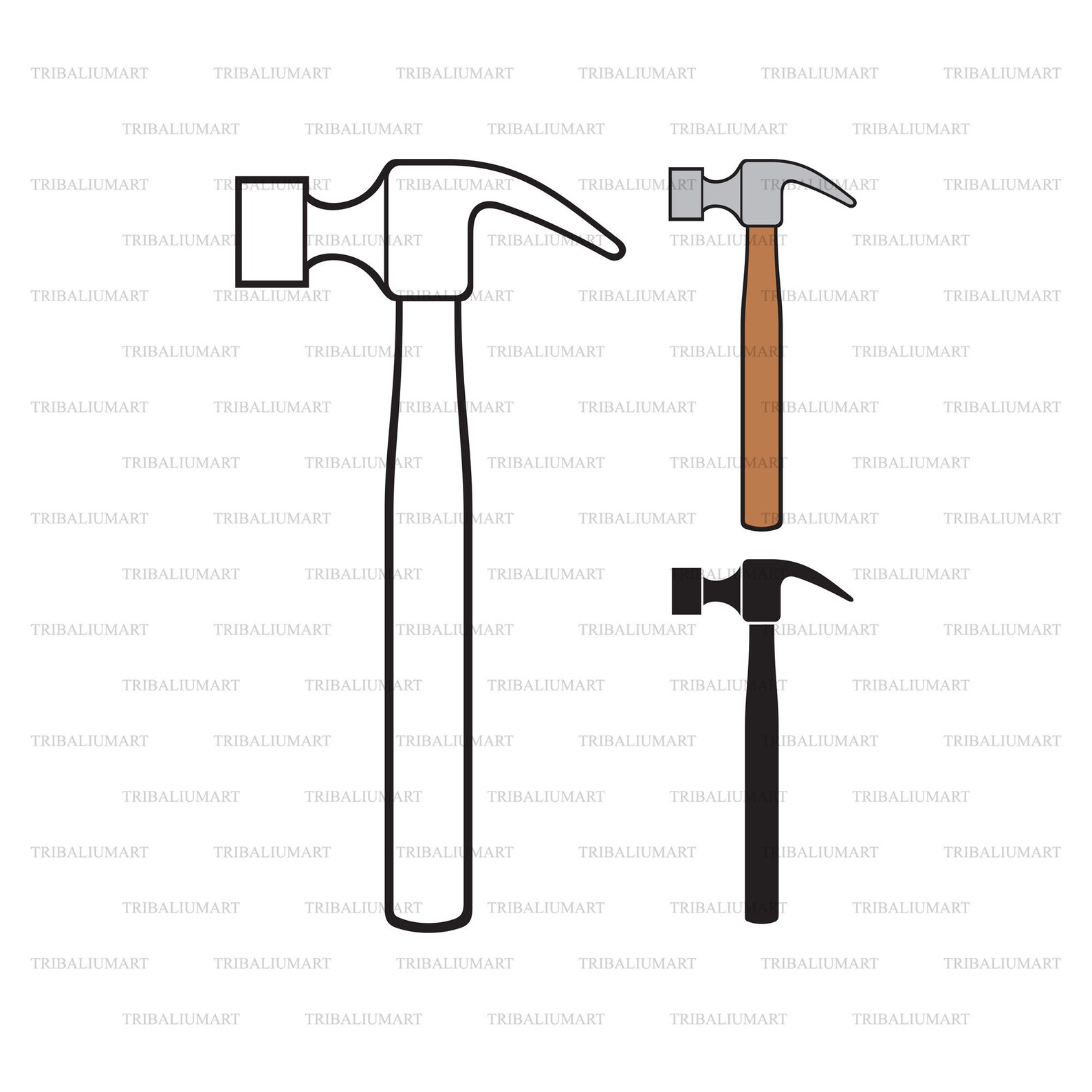 Hammer. Cut Files for Cricut. Clip Art (eps, Svg, Pdf, Png, Dxf, Jpeg ...