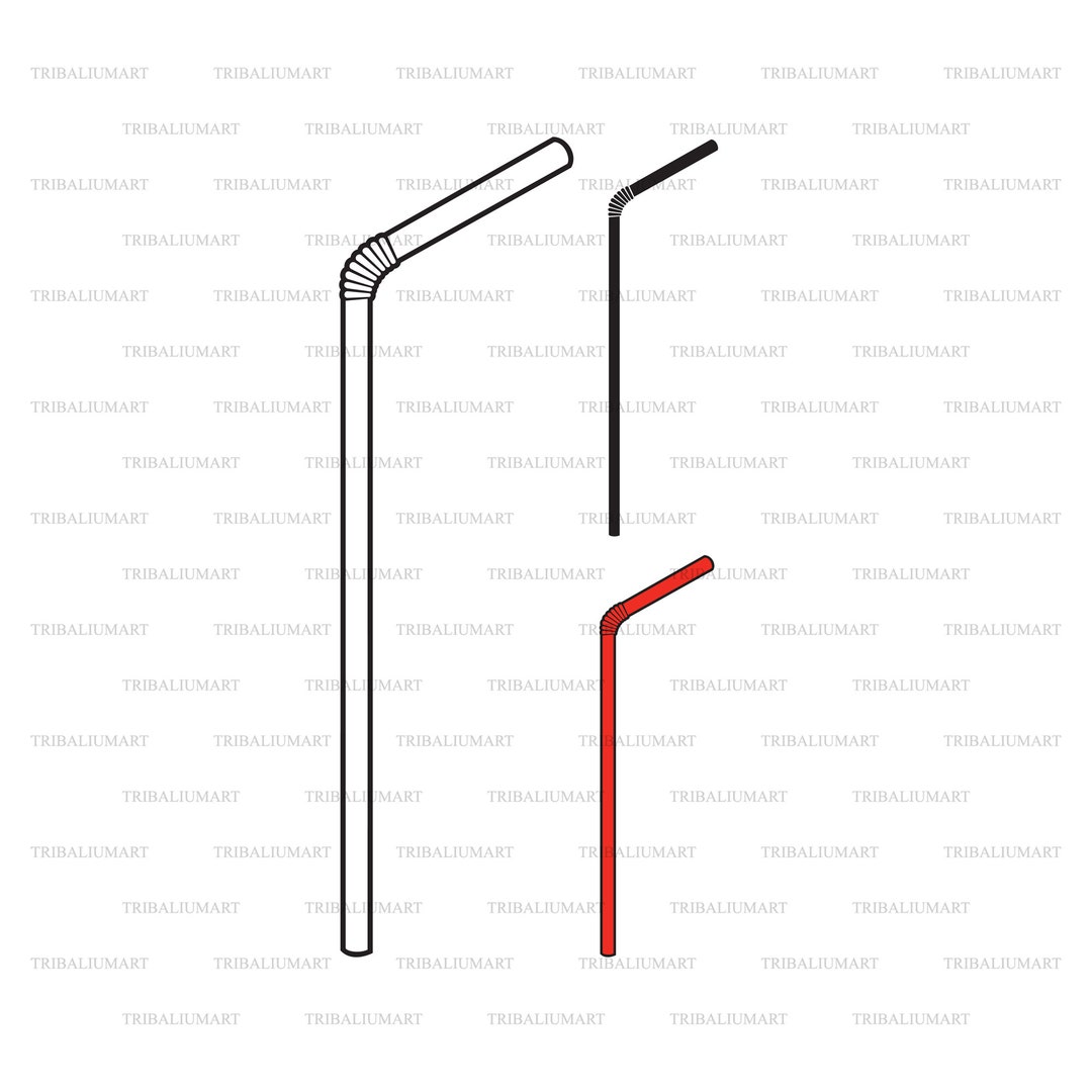 Drinking Straw. Cut Files for Cricut. Clip Art Silhouettes (eps, Svg ...
