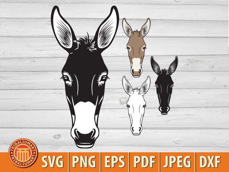 Donkey Head. Cut Files for Cricut. Clip Art Silhouette (eps, Svg, Pdf ...