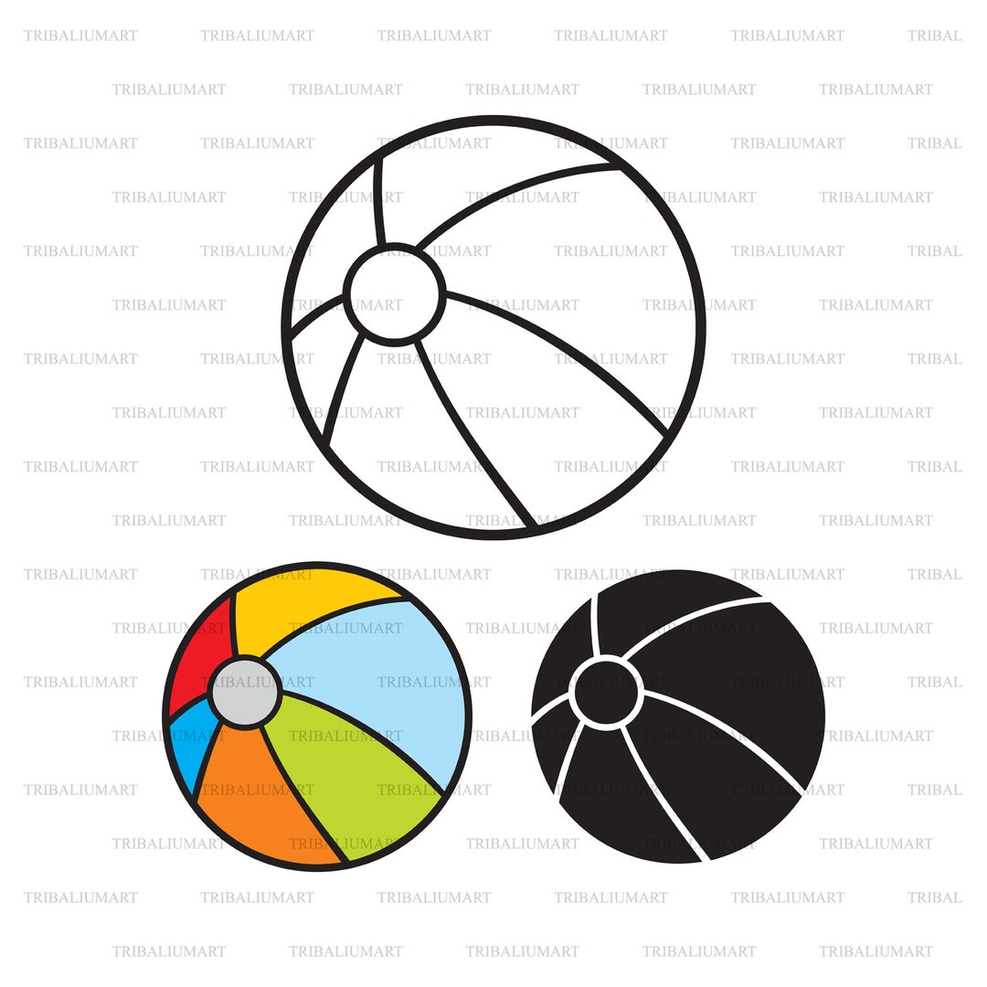 Beach Ball. Cut Files for Cricut. Clip Art Silhouettes (eps, Svg, Pdf ...