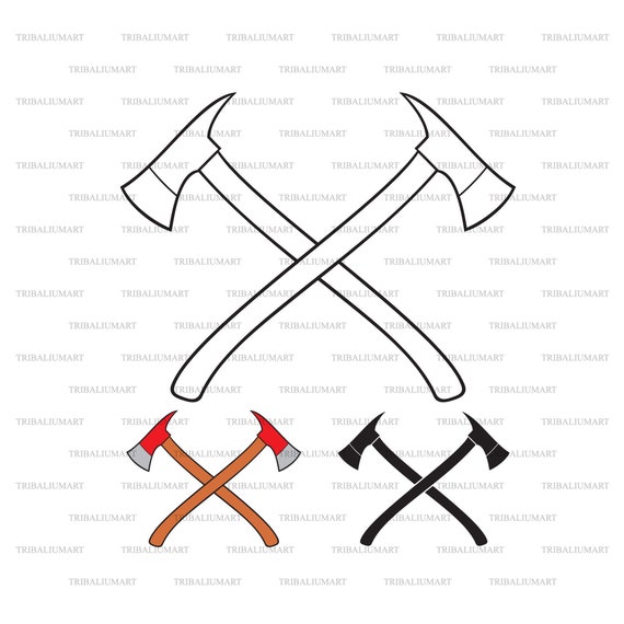 Firefighter or Fireman Crossed Axes. Cut Files for Cricut. | Etsy