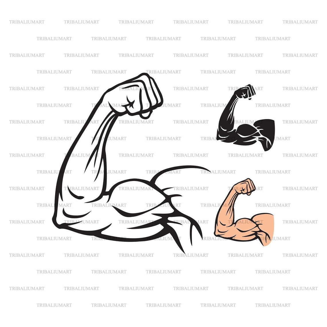 Biceps Muscle Flexing (arm Showing Power, Bodybuilder, Fitness Design ...
